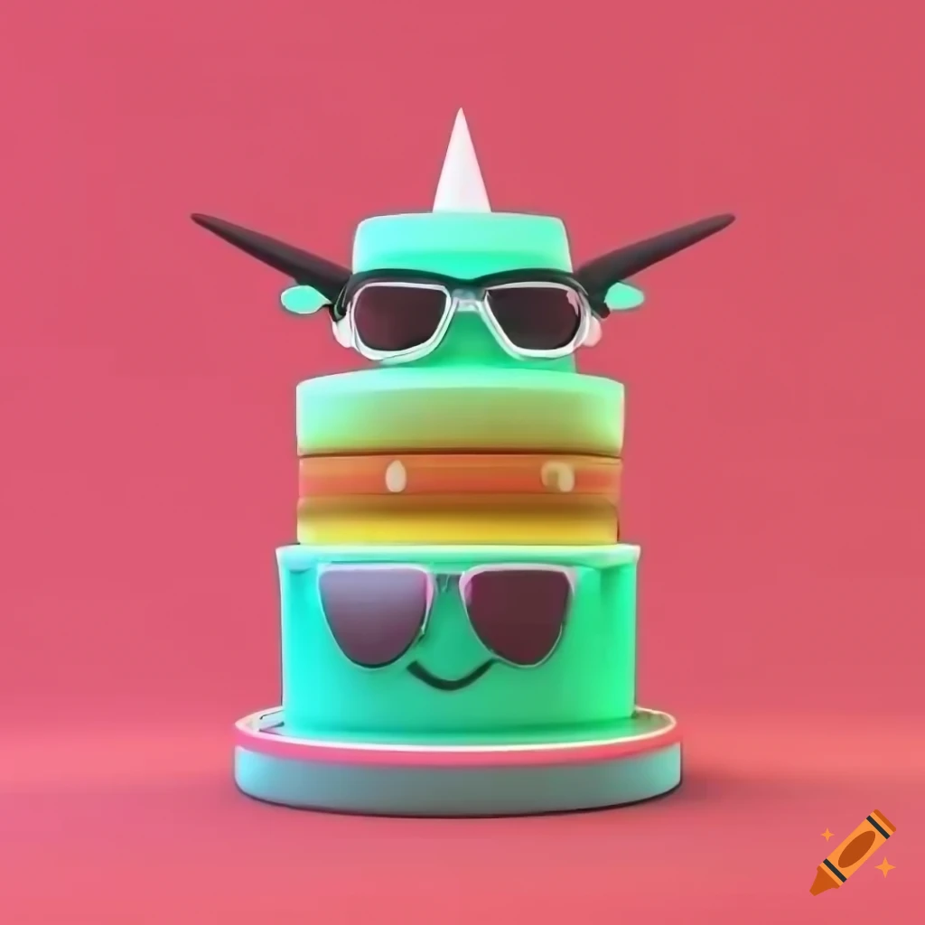 3d render of a cute cyber cake