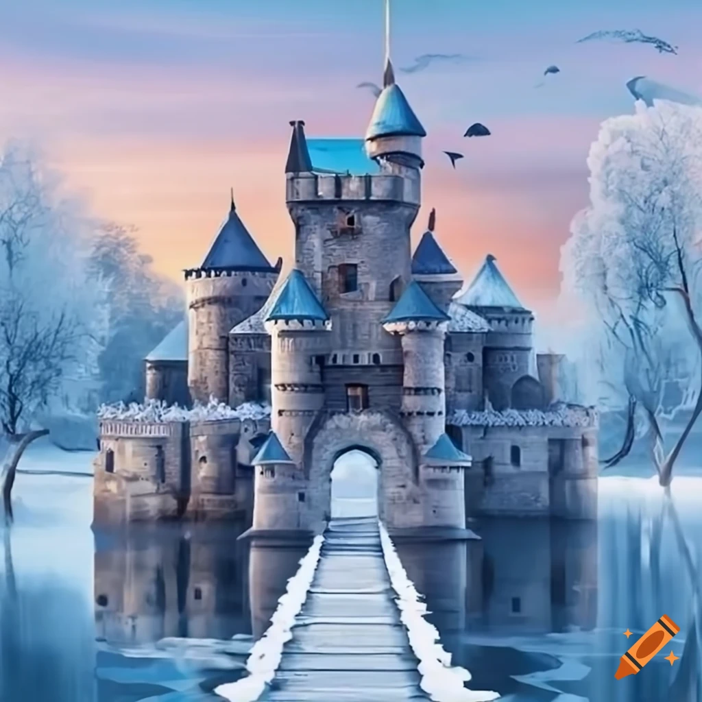 Frost-themed medieval castle on Craiyon