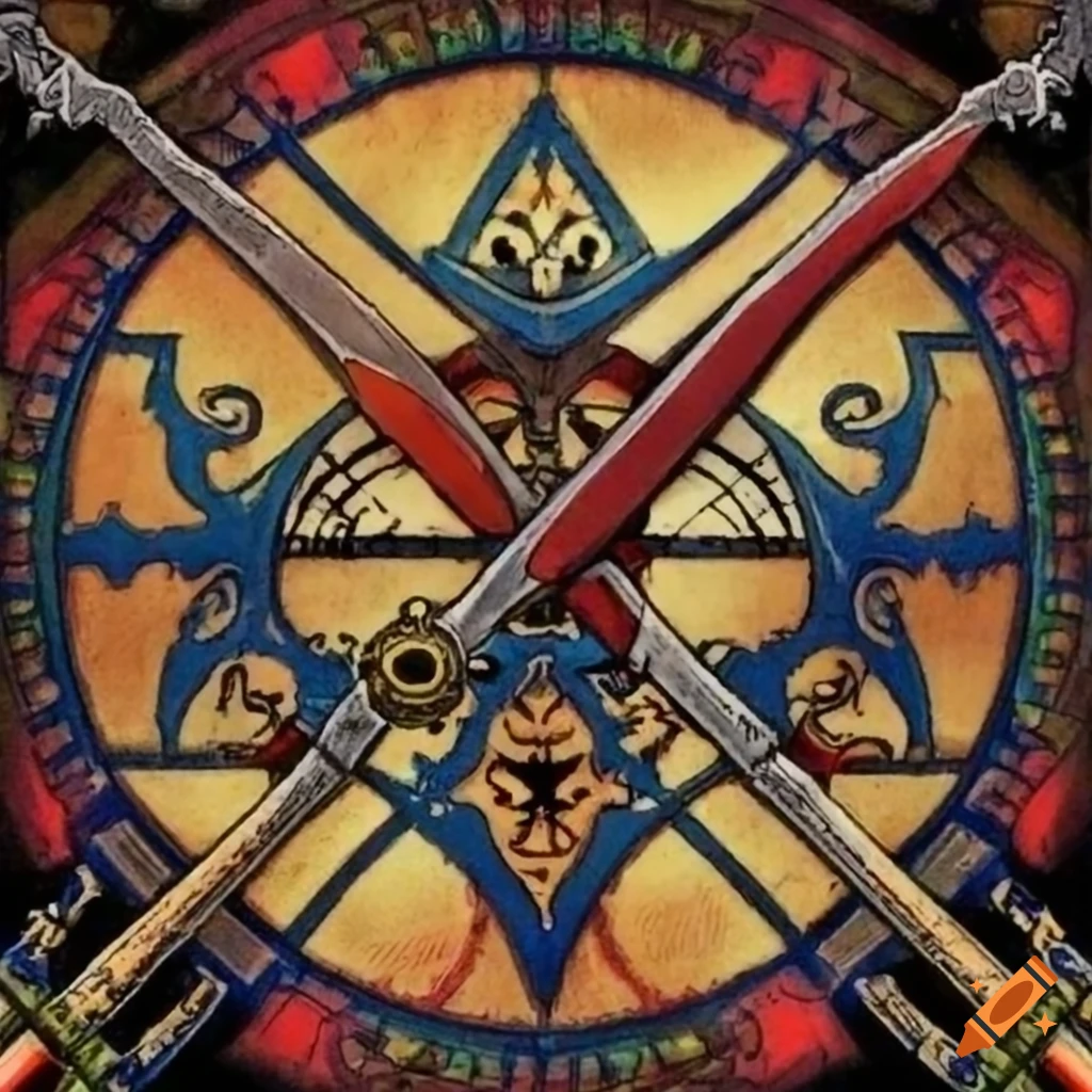 logo for a world of warcraft guild with a clock on Craiyon