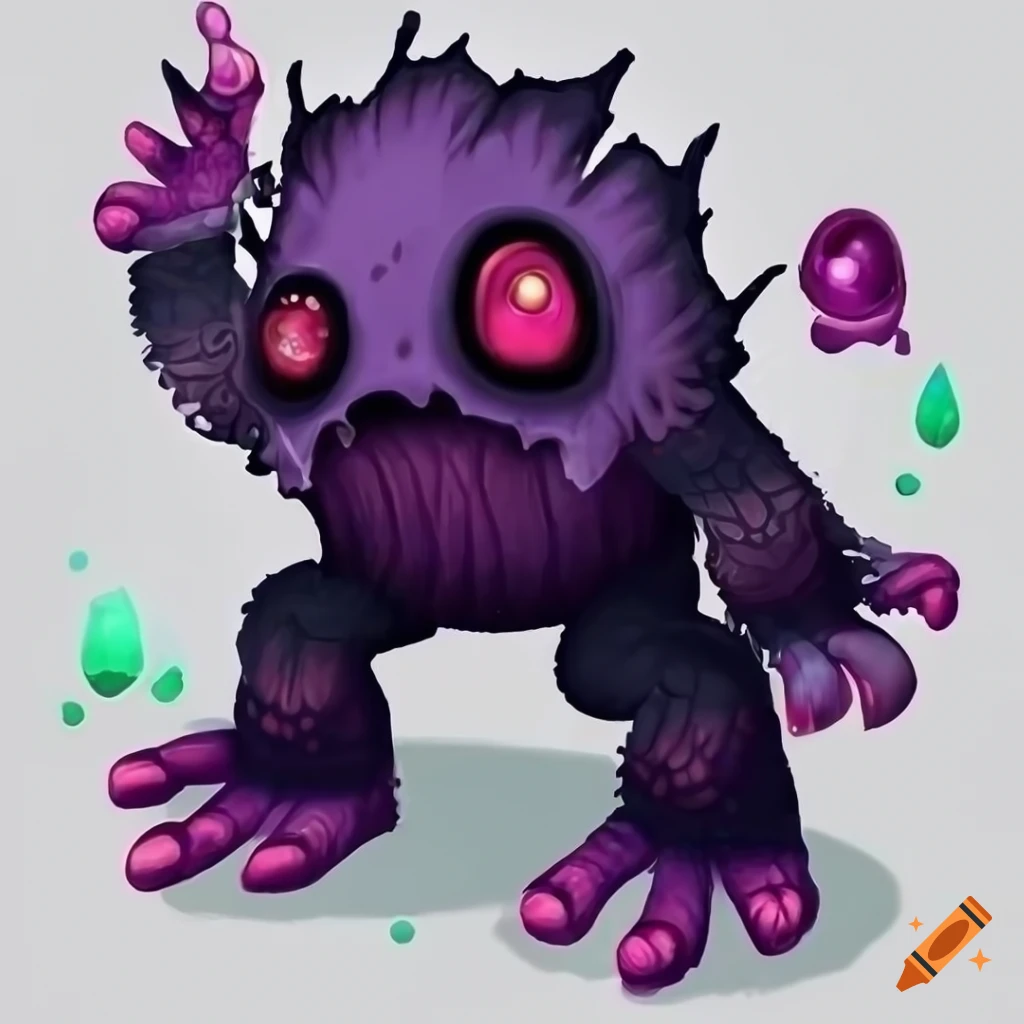 My singing monsters shadow-crystal-poison triple element monster on Craiyon