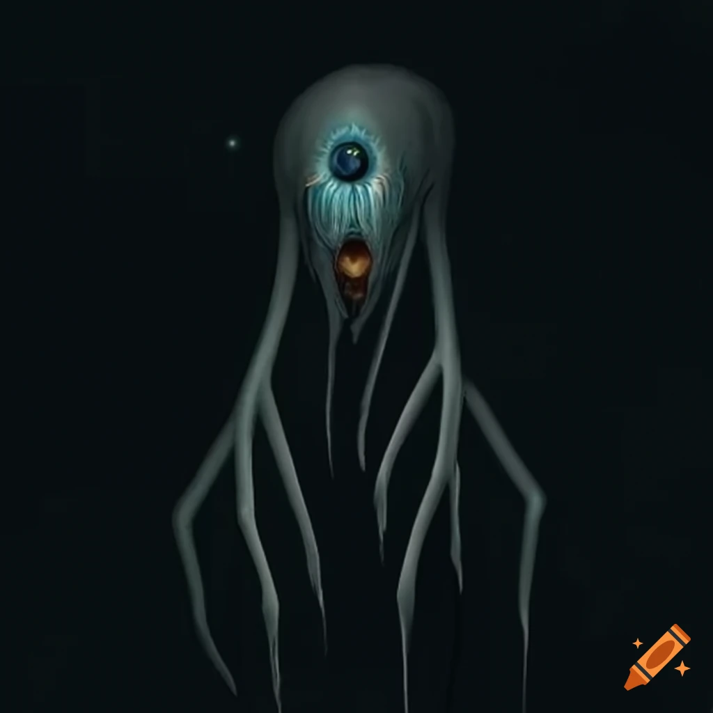 Surreal artwork of a multi-eyed creature in empty space on Craiyon