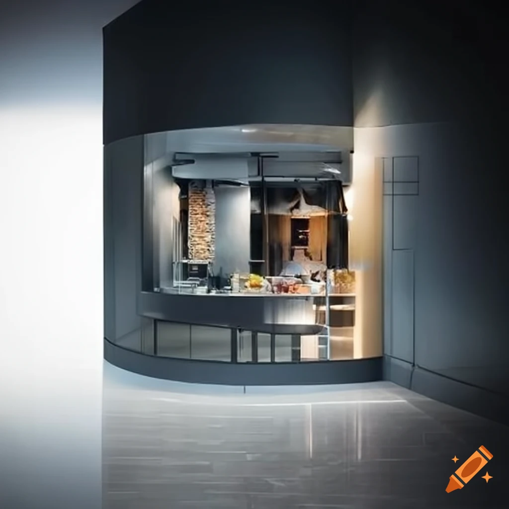 Design of a modern reception and fast food facade on Craiyon