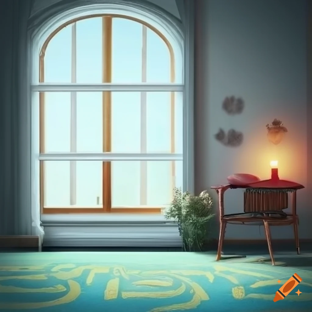 Realistic depiction of a cozy room with a small carpet on Craiyon