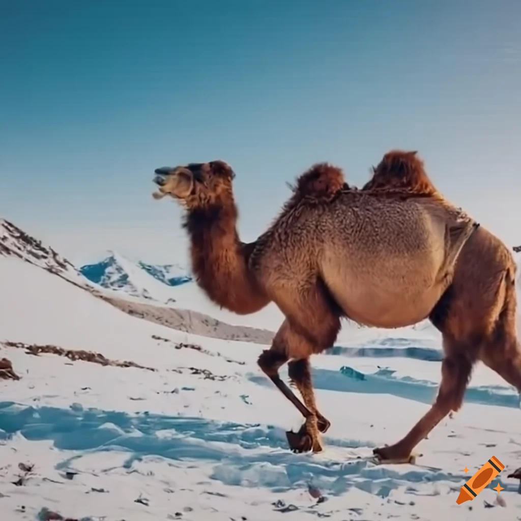 Camel in the snow on Craiyon