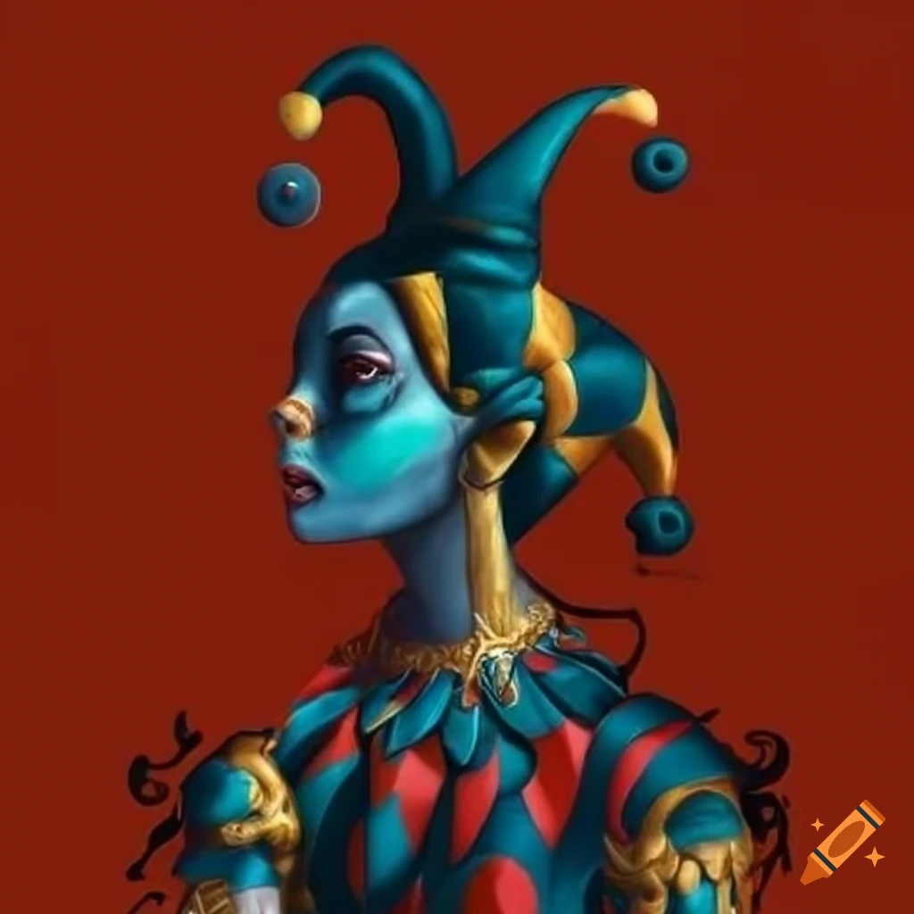 Colorful jester character with a mock prop gun in pixel art style on ...