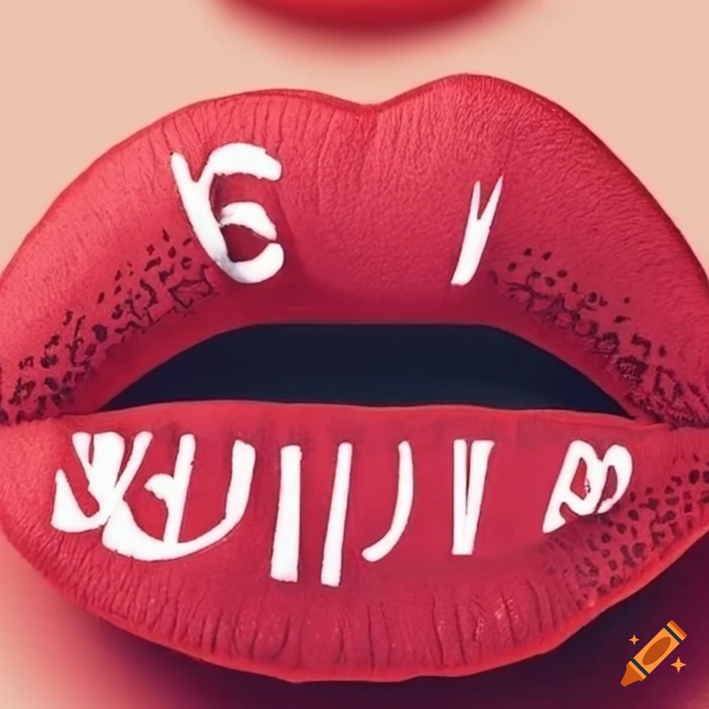 Red lips with word plush written on them