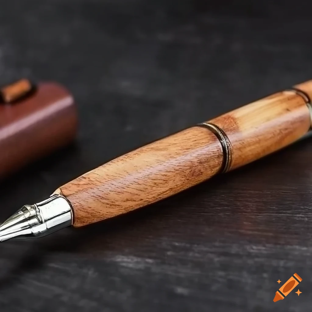 Elegant wooden pen made from oak, maple, and mahogany on Craiyon