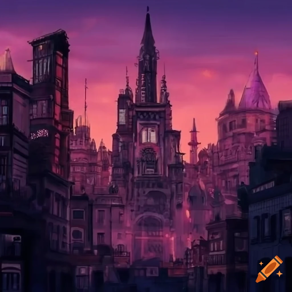 Victorian city in 90s anime style on Craiyon