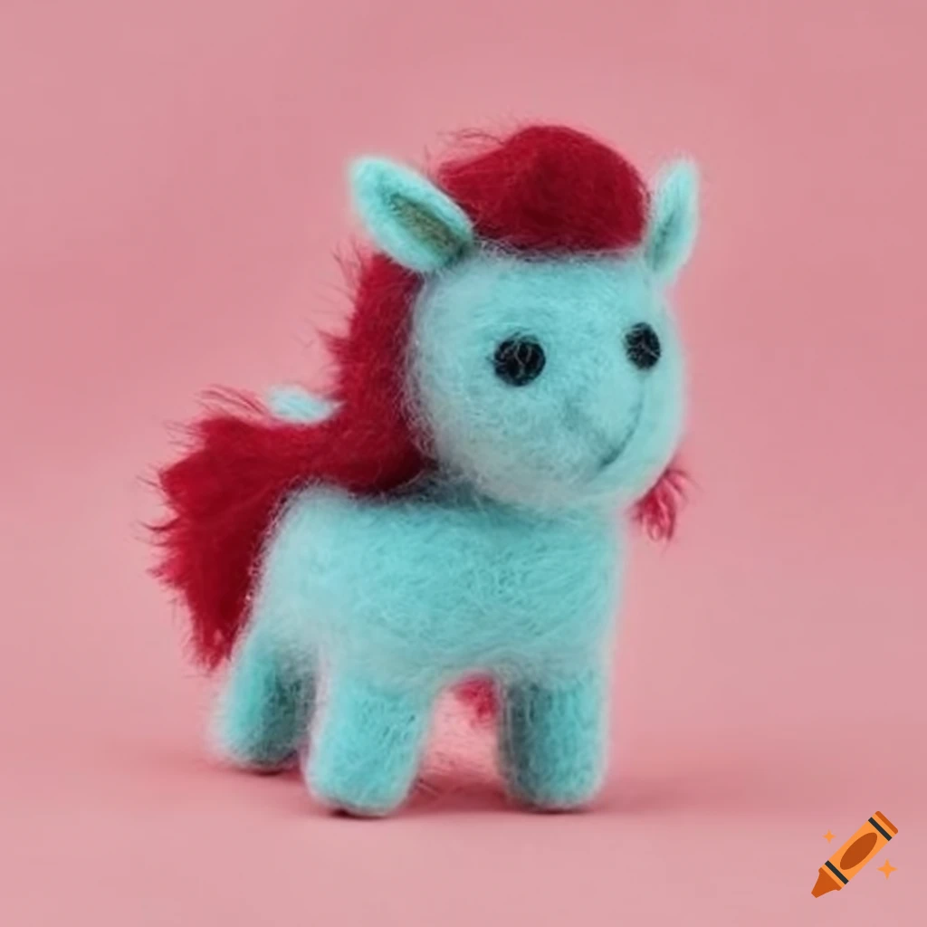 Fluffy felt toy of a cute pony creature