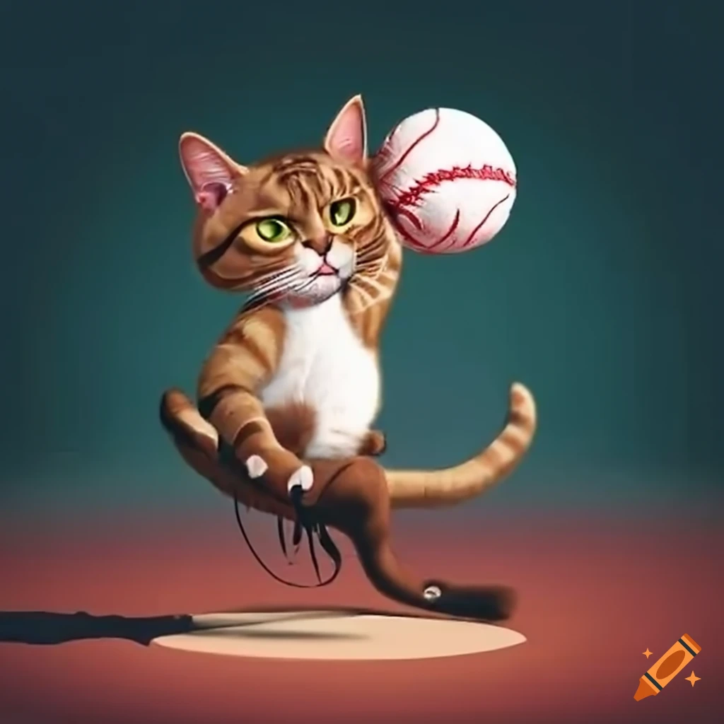 Cat playing baseball on Craiyon