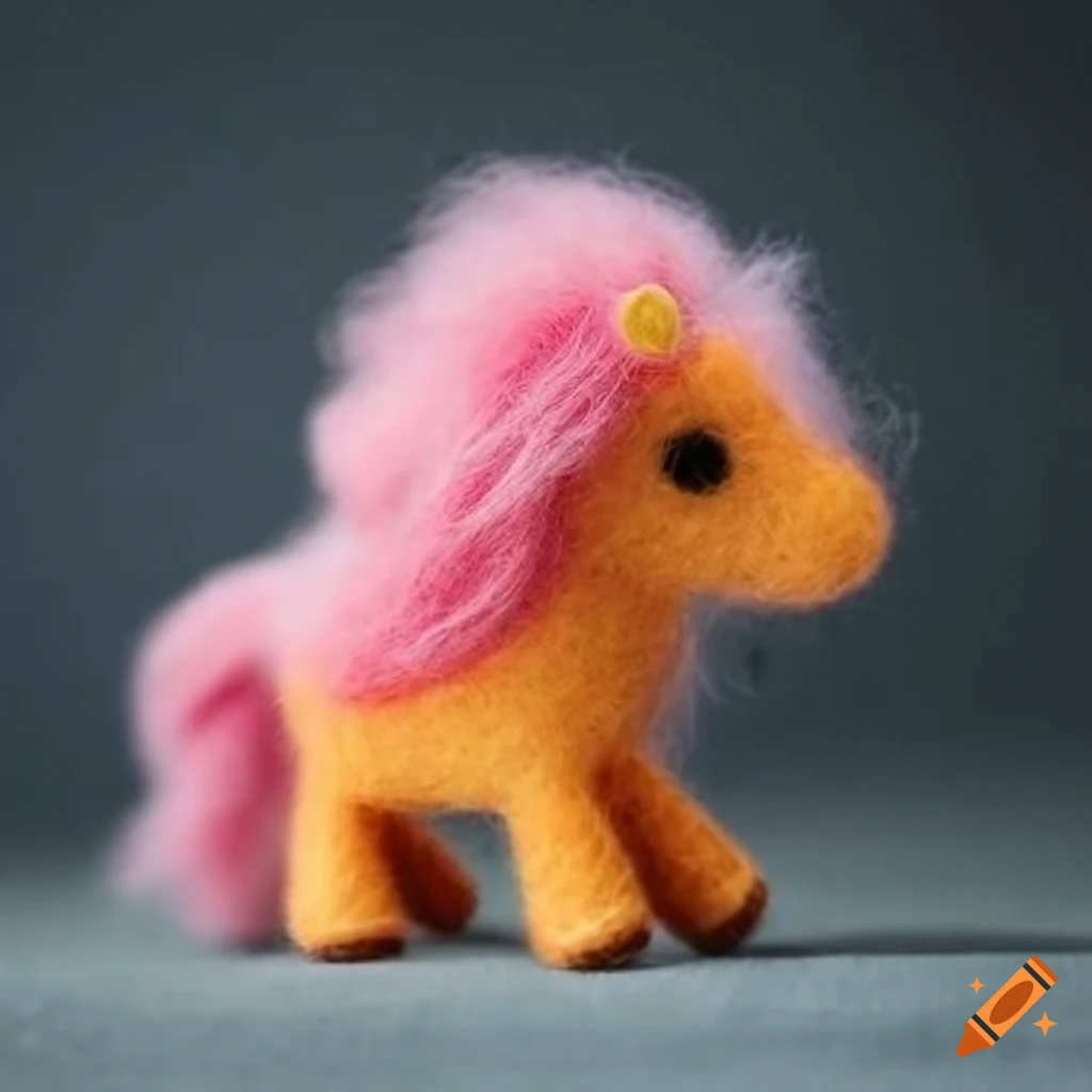 Fluffy felt toy of a cute pony creature