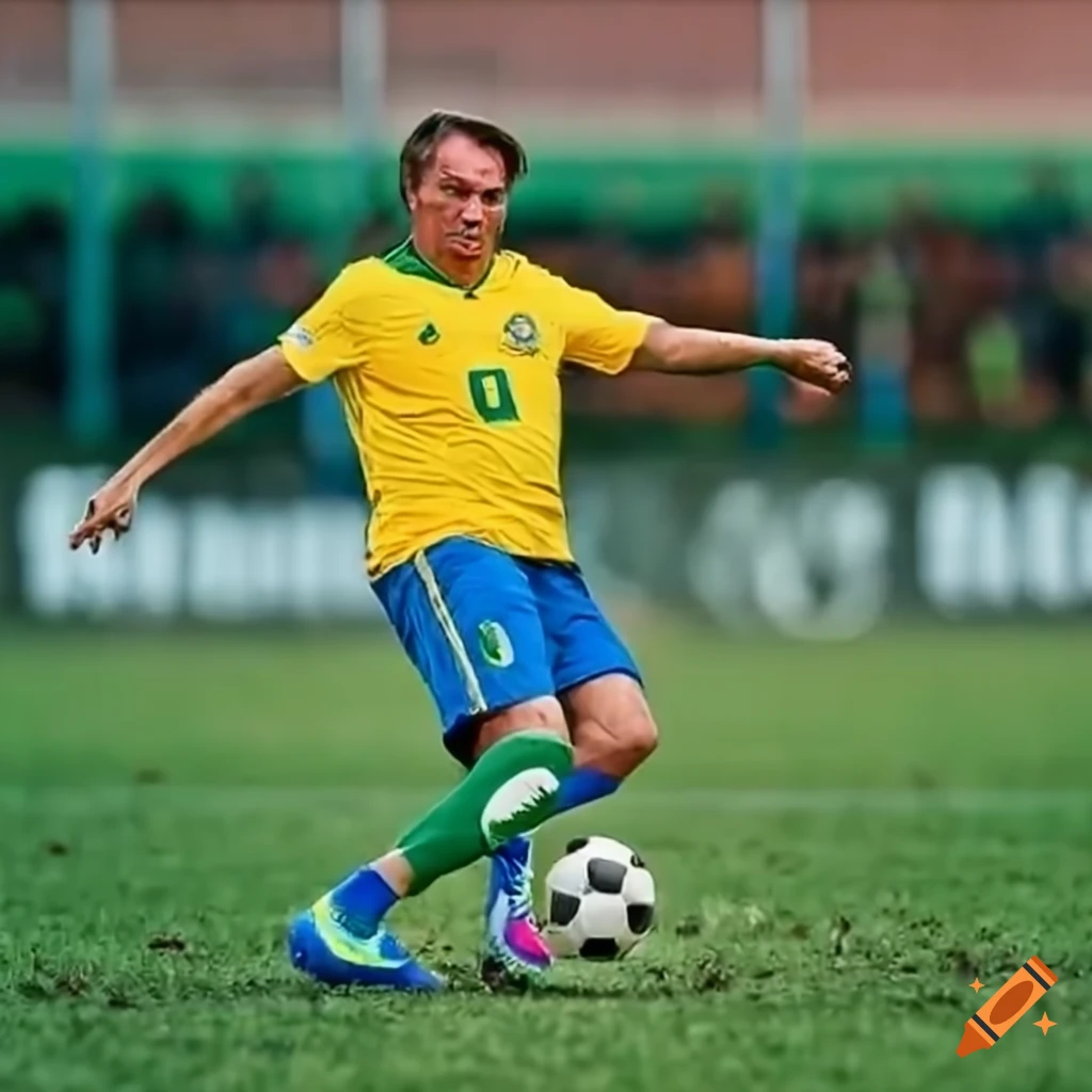 Bolsonaro playing football on Craiyon