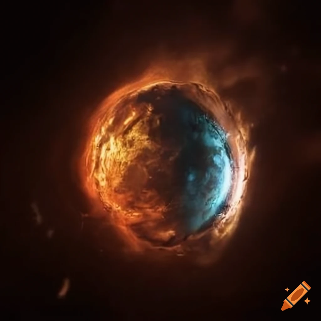 Explosion of a planet seen from afar on Craiyon