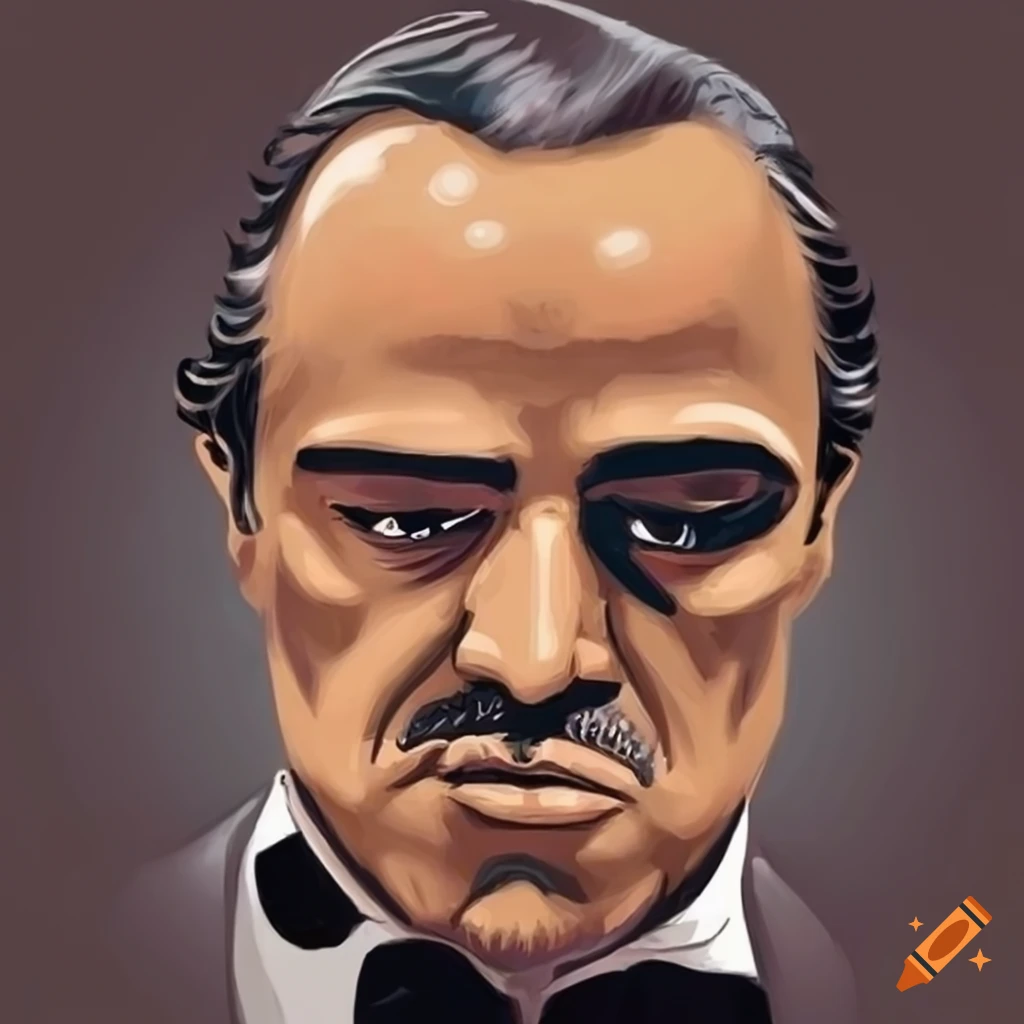 Cartoon depiction of the godfather on Craiyon