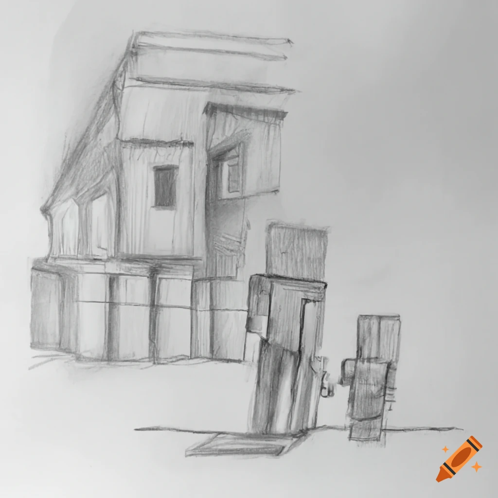 Young girl building a brick house with minecraft steve on Craiyon