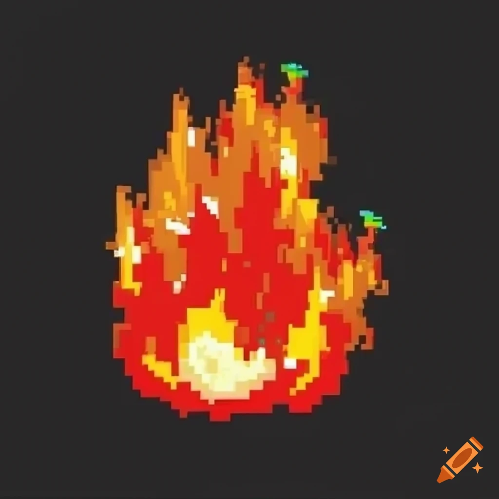 Pixelated logo design of a fire attack on Craiyon