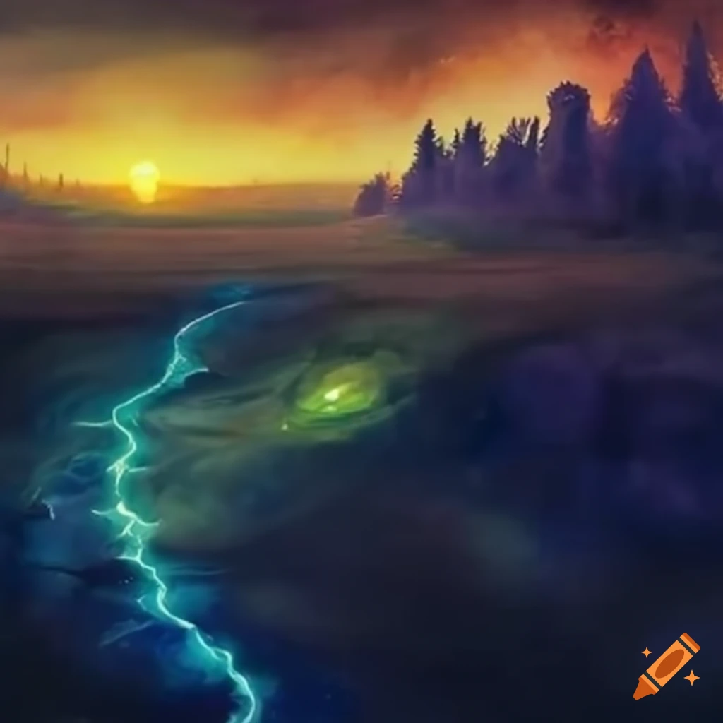 Image of a glowing magical barrier in the plains on Craiyon