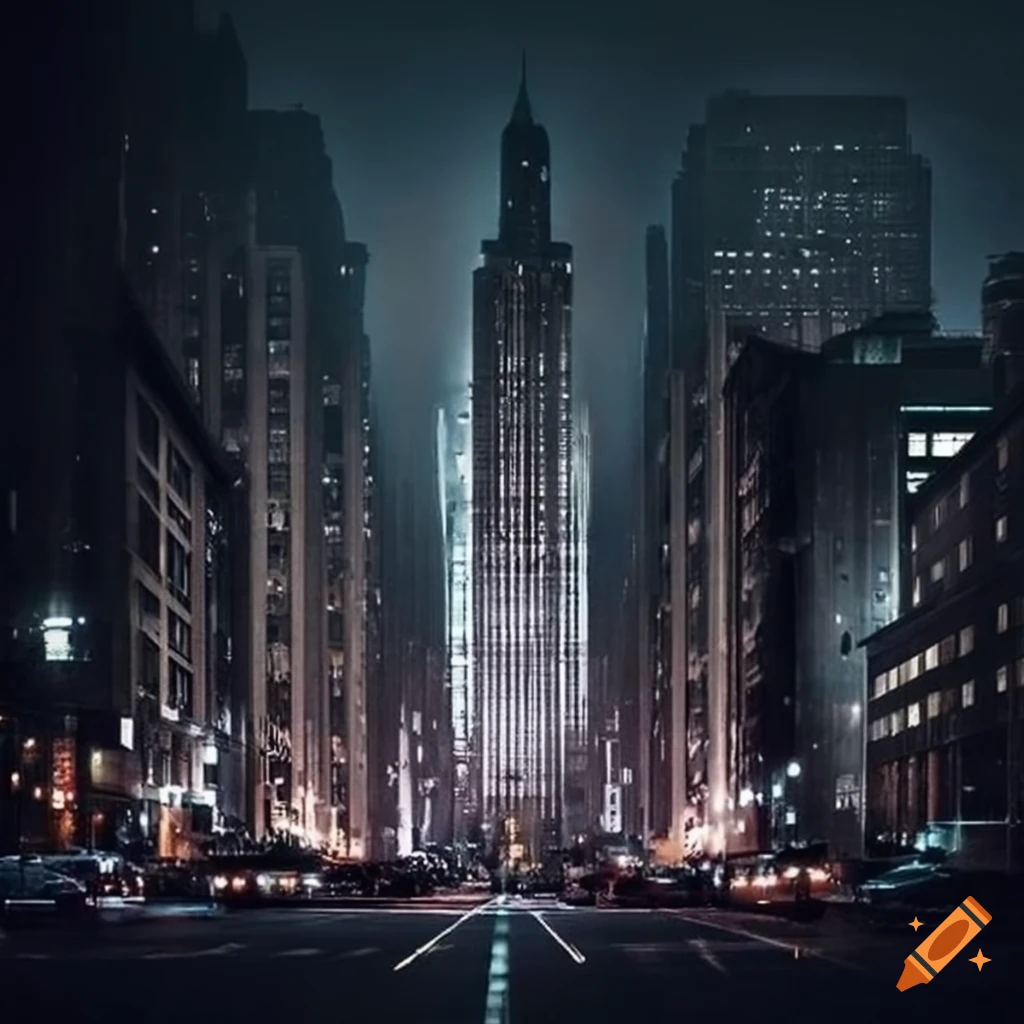 Dark and eerie night cityscape of new york on Craiyon