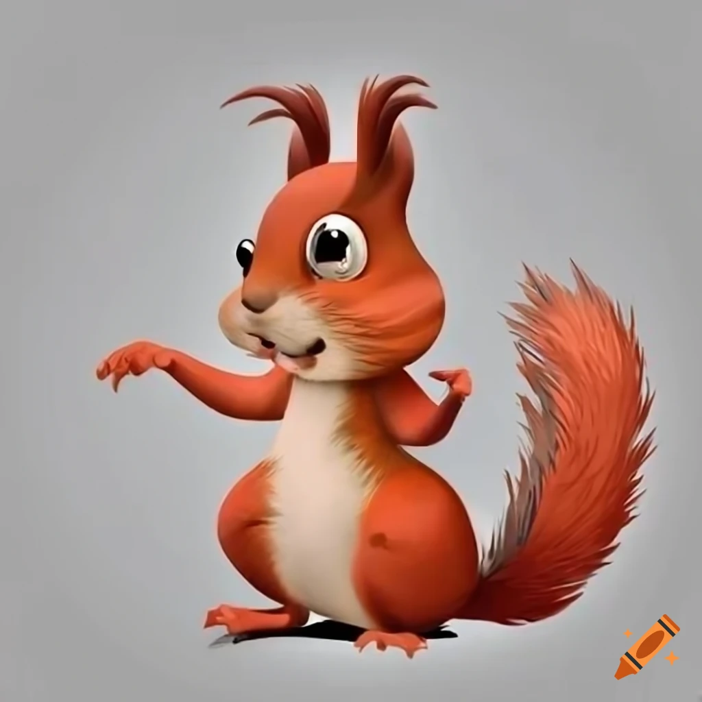 Cartoon Red Squirrel Illustration On Craiyon
