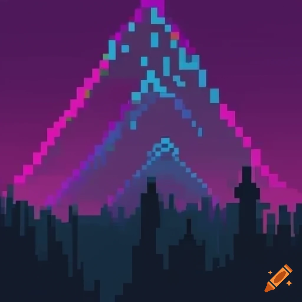 Pixel art of a forest with a synthwave vibe on Craiyon