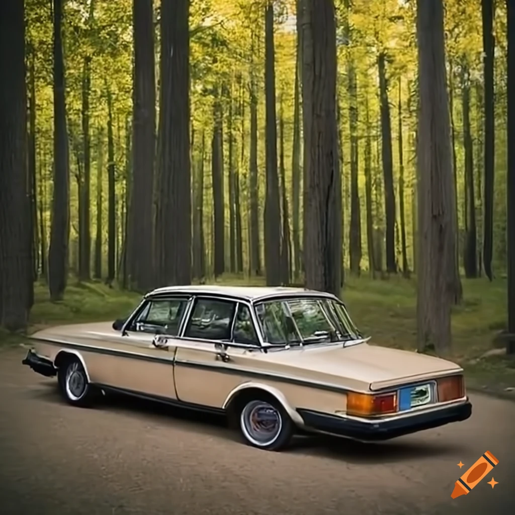 Volvo 240 station wagon driving in the north maine woods during autumn ...