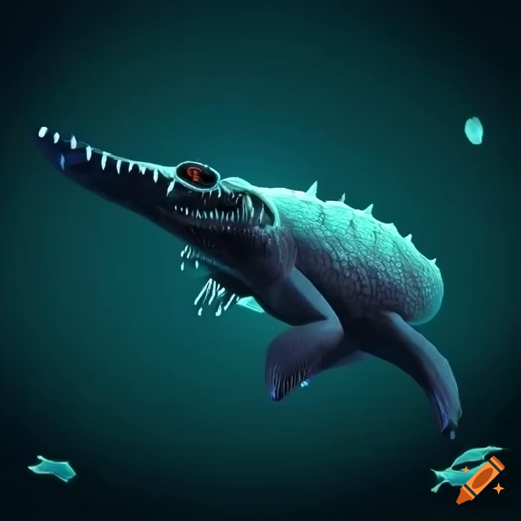 Monochrome Image Of A Subnautica Void Crocodile Leviathan monochrome-image-of-a-subnautica-void-crocodile-leviathan