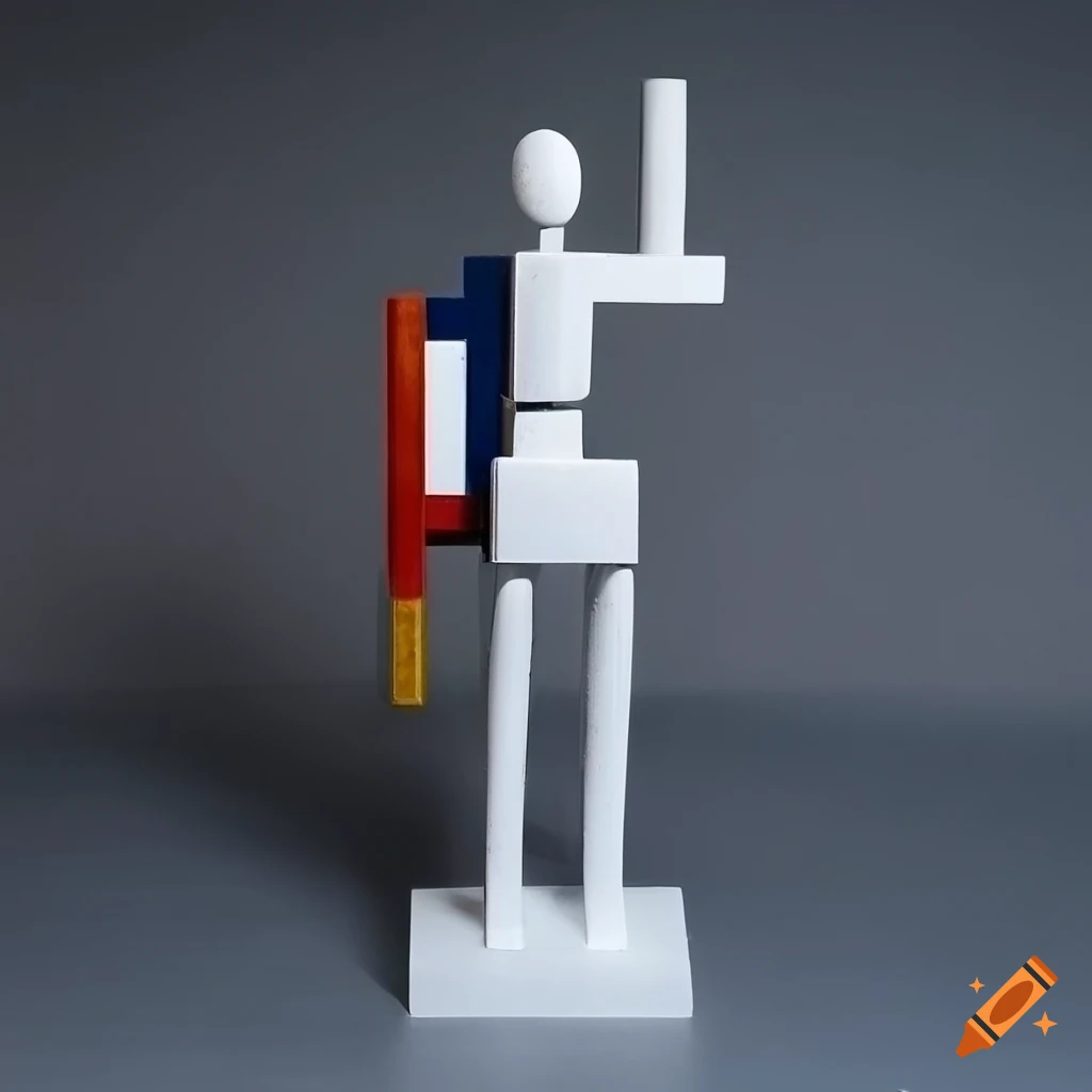White and primary colored human figure sculpture on Craiyon