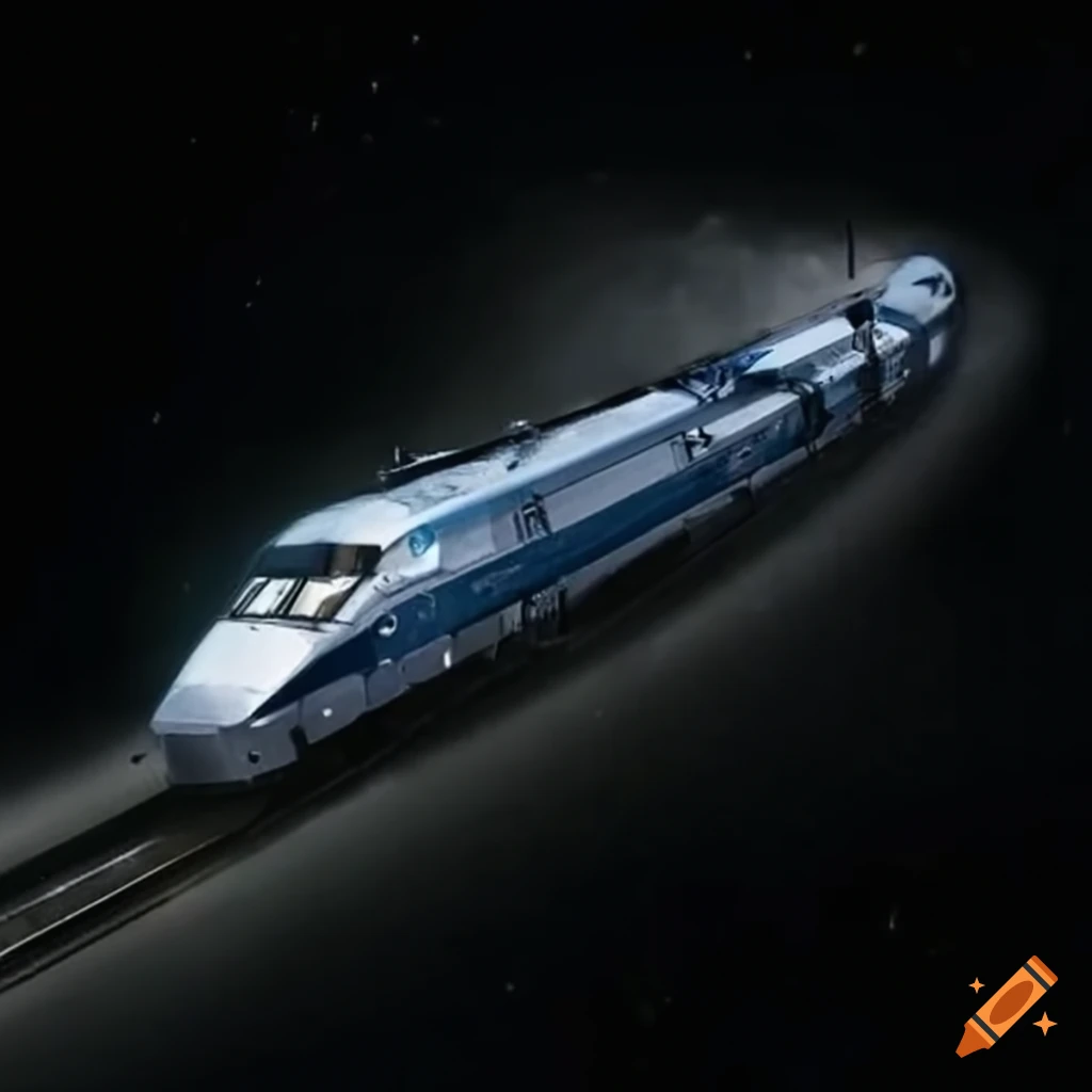 Space train with a wolf rail car on Craiyon