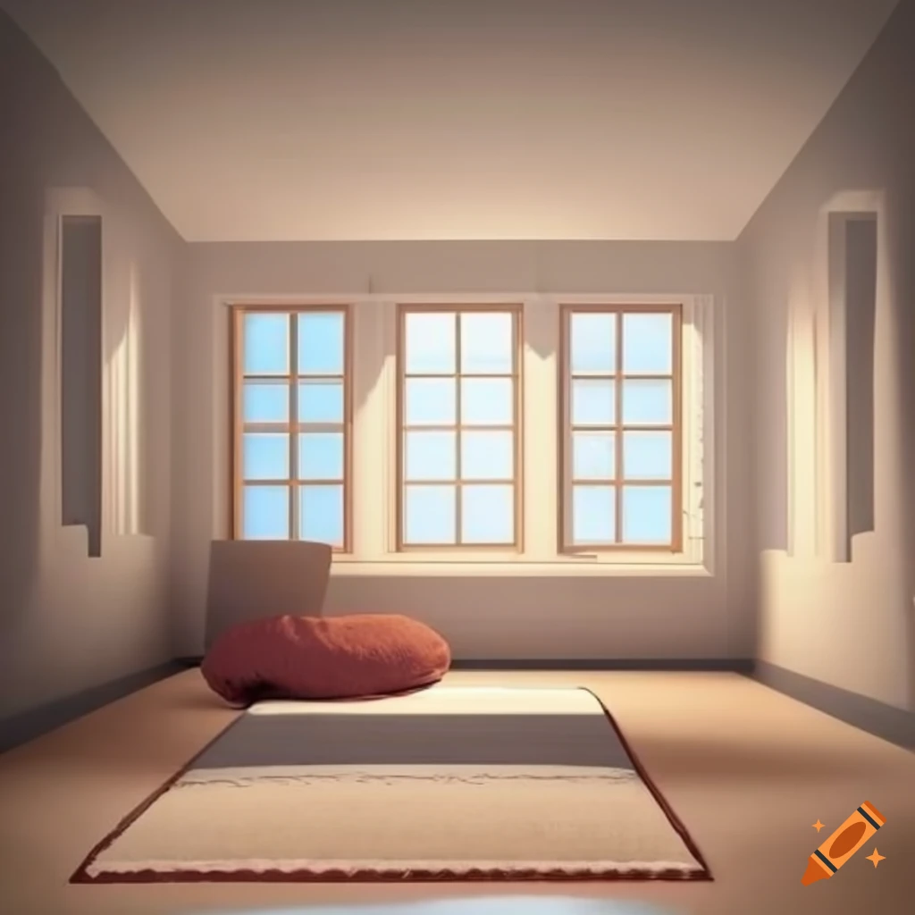 Realistic depiction of a cozy room with a small carpet on Craiyon