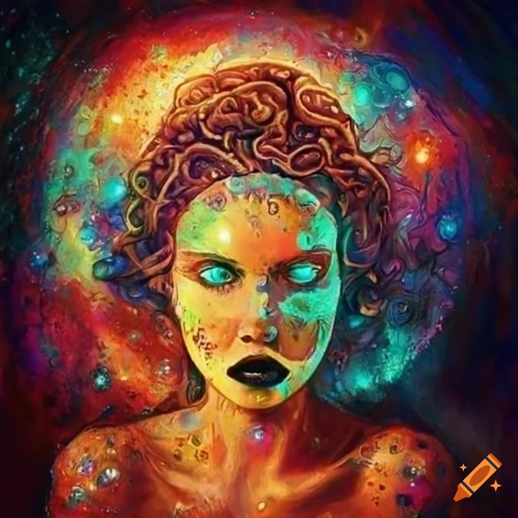 Arte impresionista con elementos psicodélicos en universo místico on ...