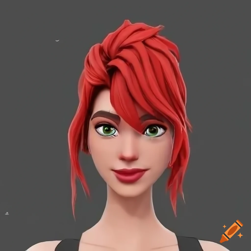 3d Character Of A Red Haired Girl From Fortnite On Craiyon