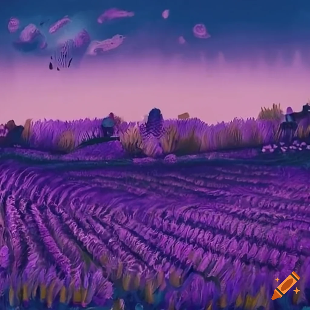 Lavender field with buzzing bees