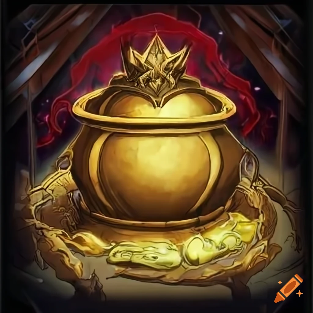 A golden pot from yu-gi-oh on Craiyon