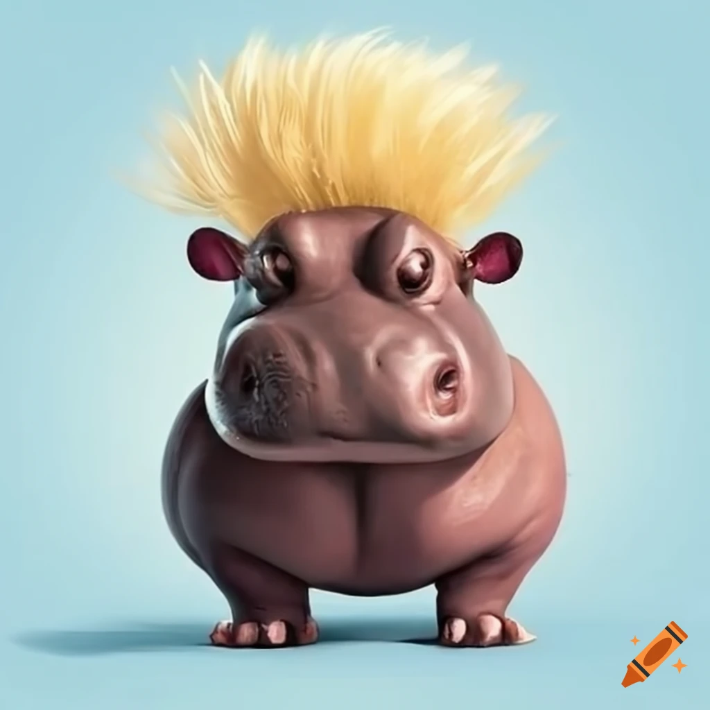 Adorable hippo with blonde spiky hair on Craiyon