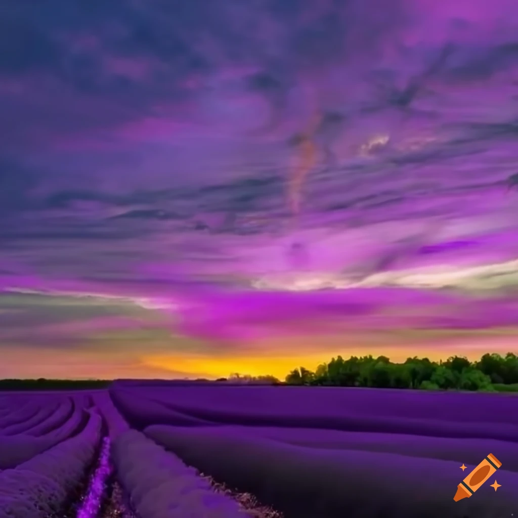 Lavender flower field sunset on Craiyon