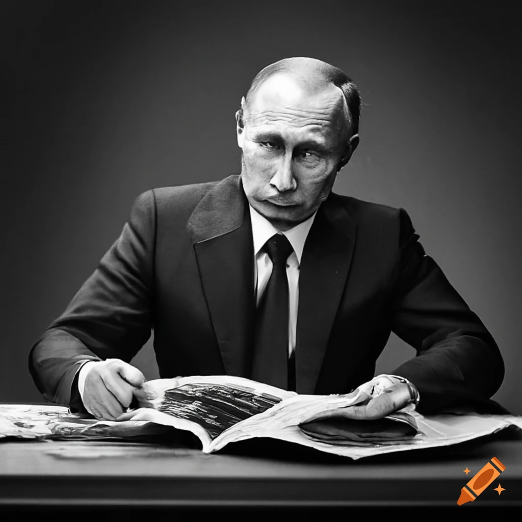 Image of putin reading a newspaper