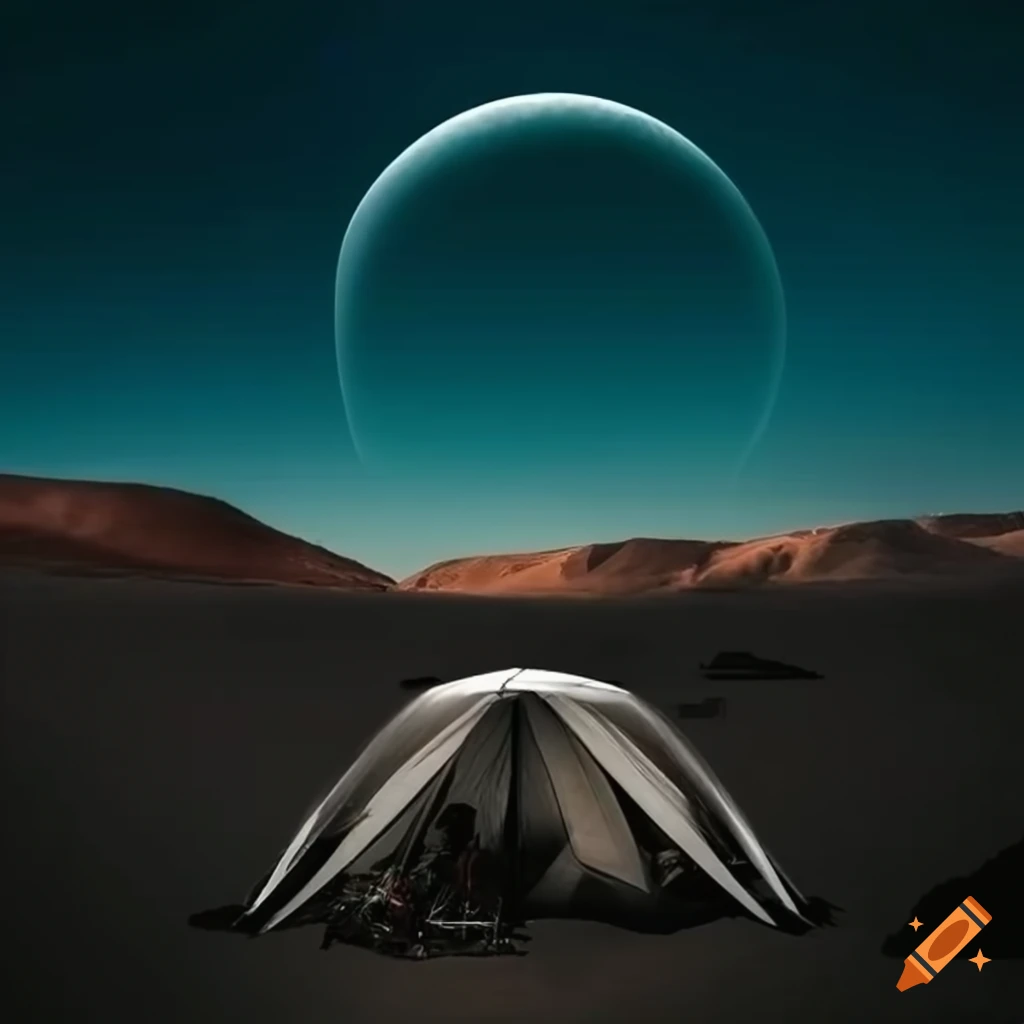Surreal campsite on an alien beach