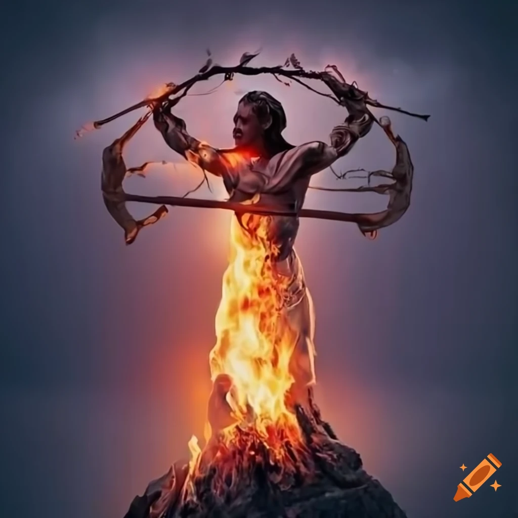 Symbolic representation of sagittarius rising from ashes