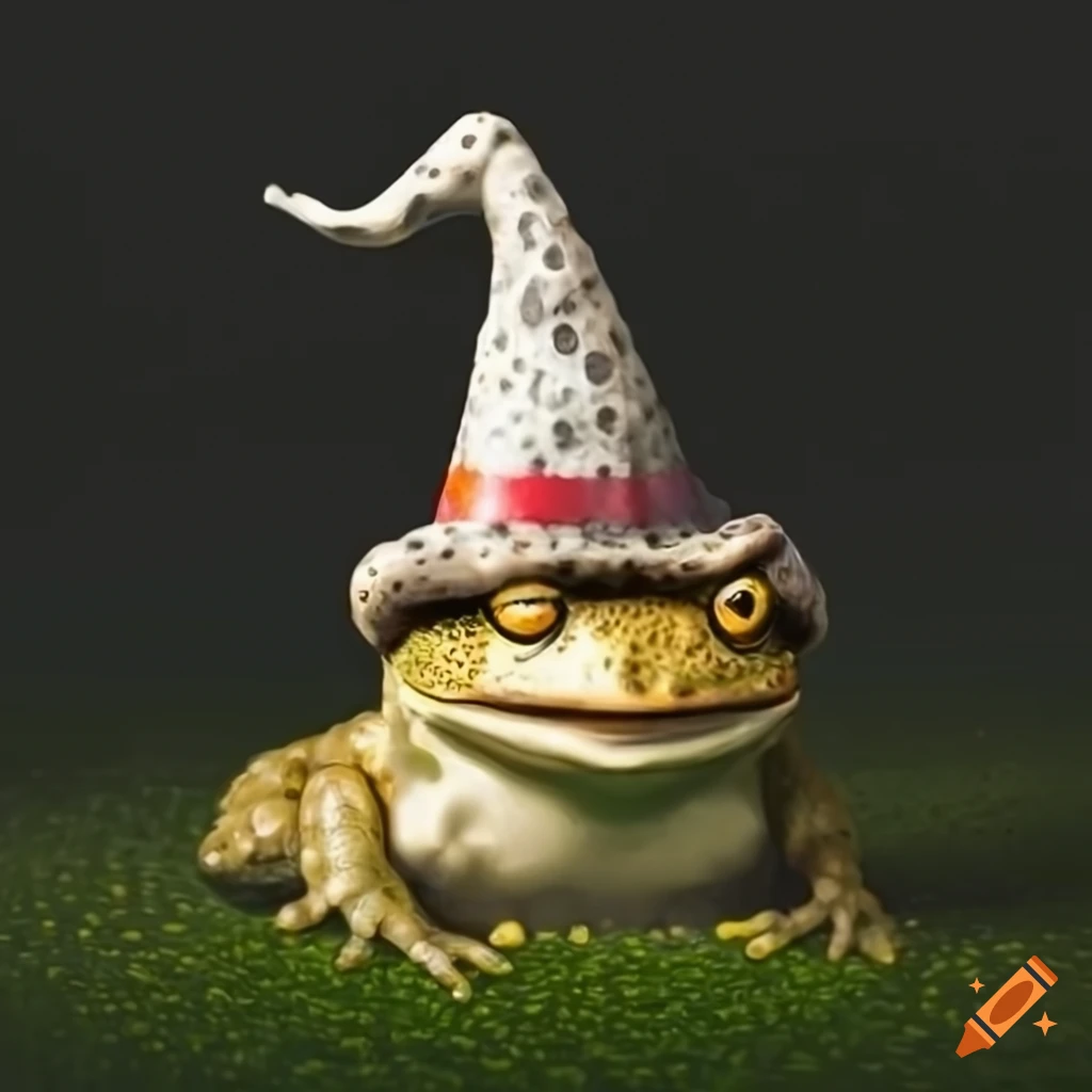 Image of a toad wearing a wizard hat on Craiyon