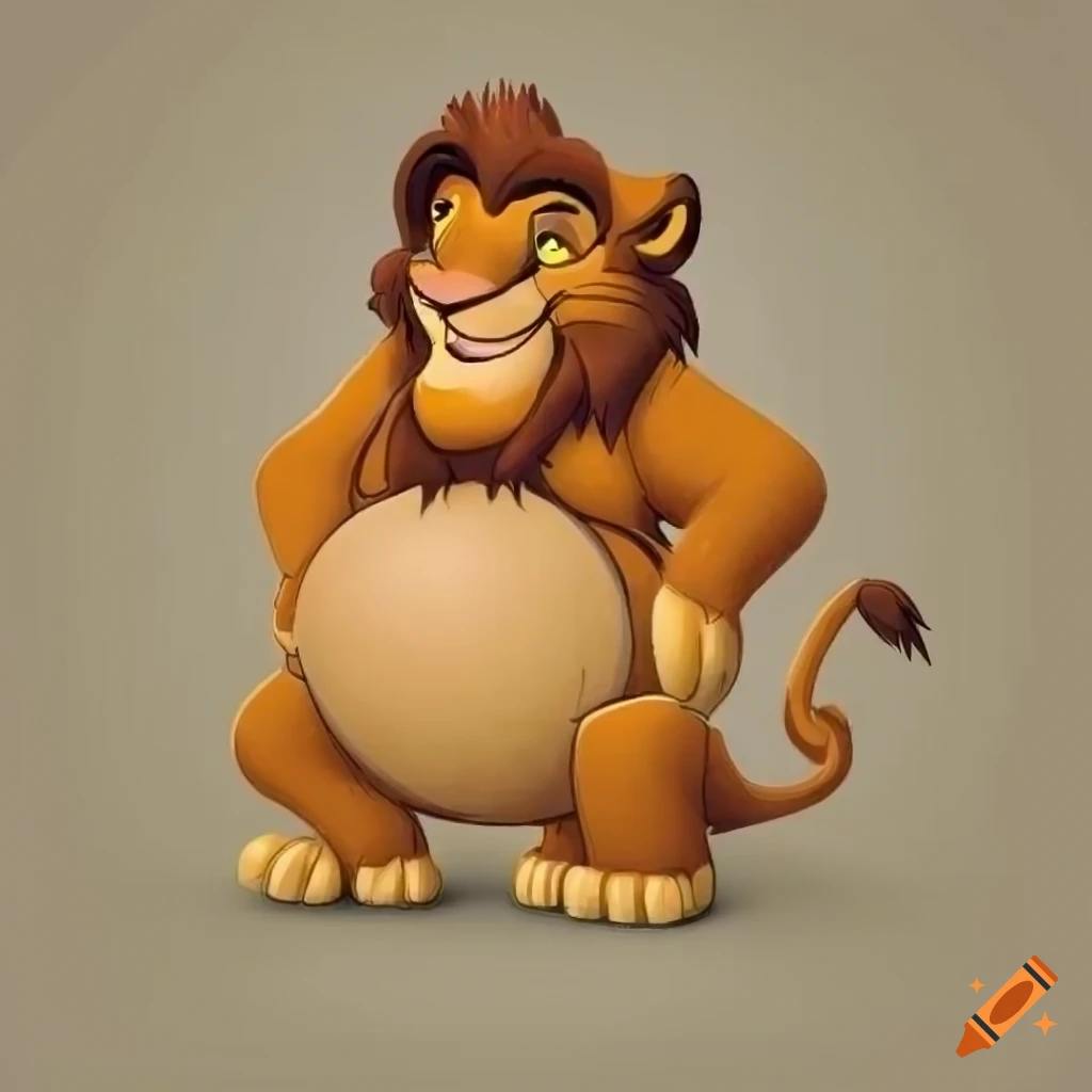 Cartoon illustration of a chubby simba