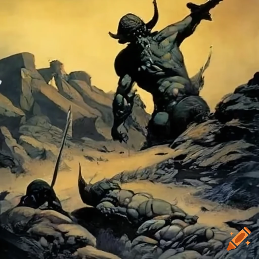 Compositional layout sketches by frank frazetta on Craiyon