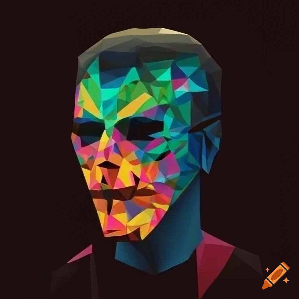 Retro polygon super monster robot portrait on Craiyon