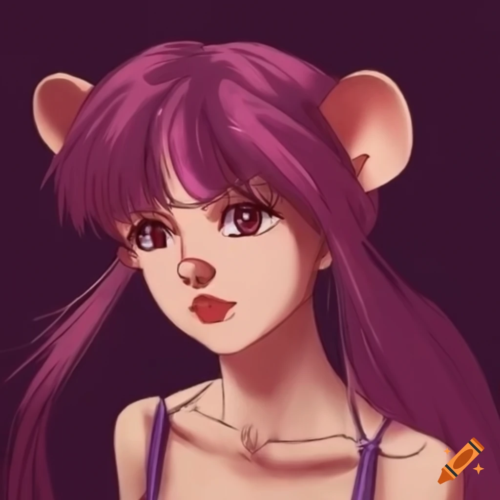 Anime-style illustration of a rat-girl on Craiyon