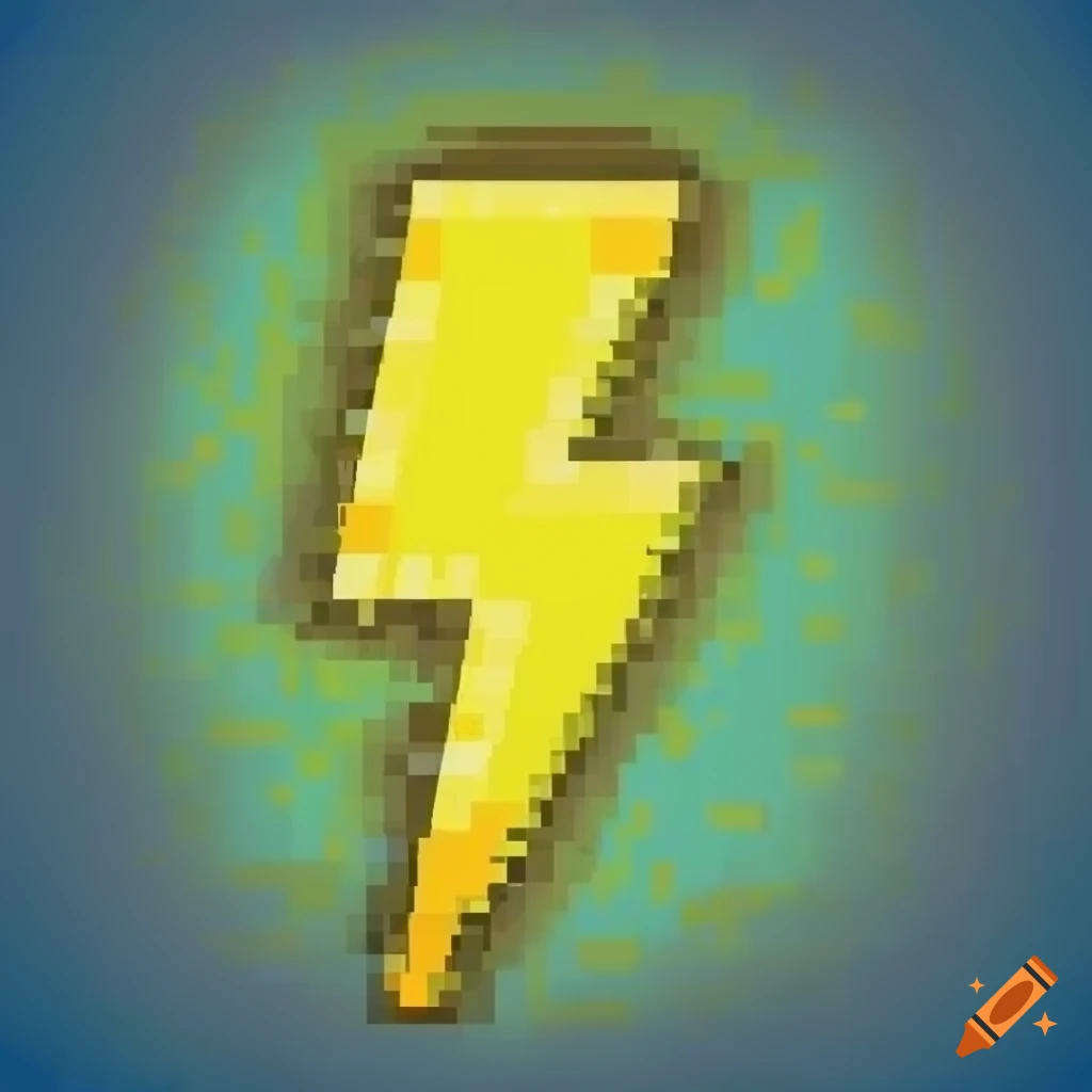 Pixel art logo with yellow and white lightning attack on Craiyon