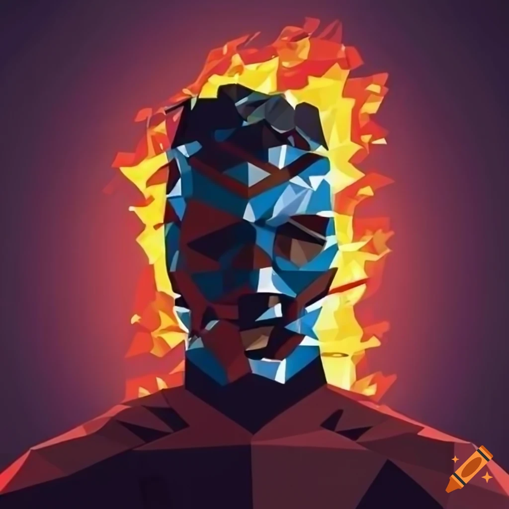 1990s retro-style portrait of a masked hero with fire superpowers on ...