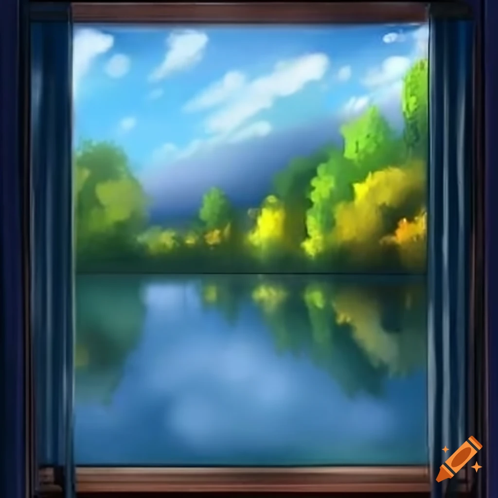 View of a serene river from a window