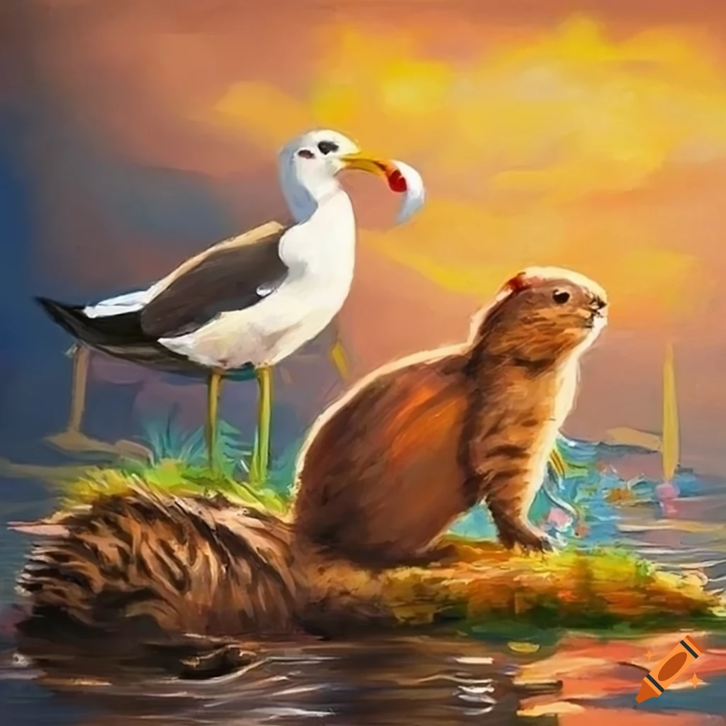 Painting of animals having a party