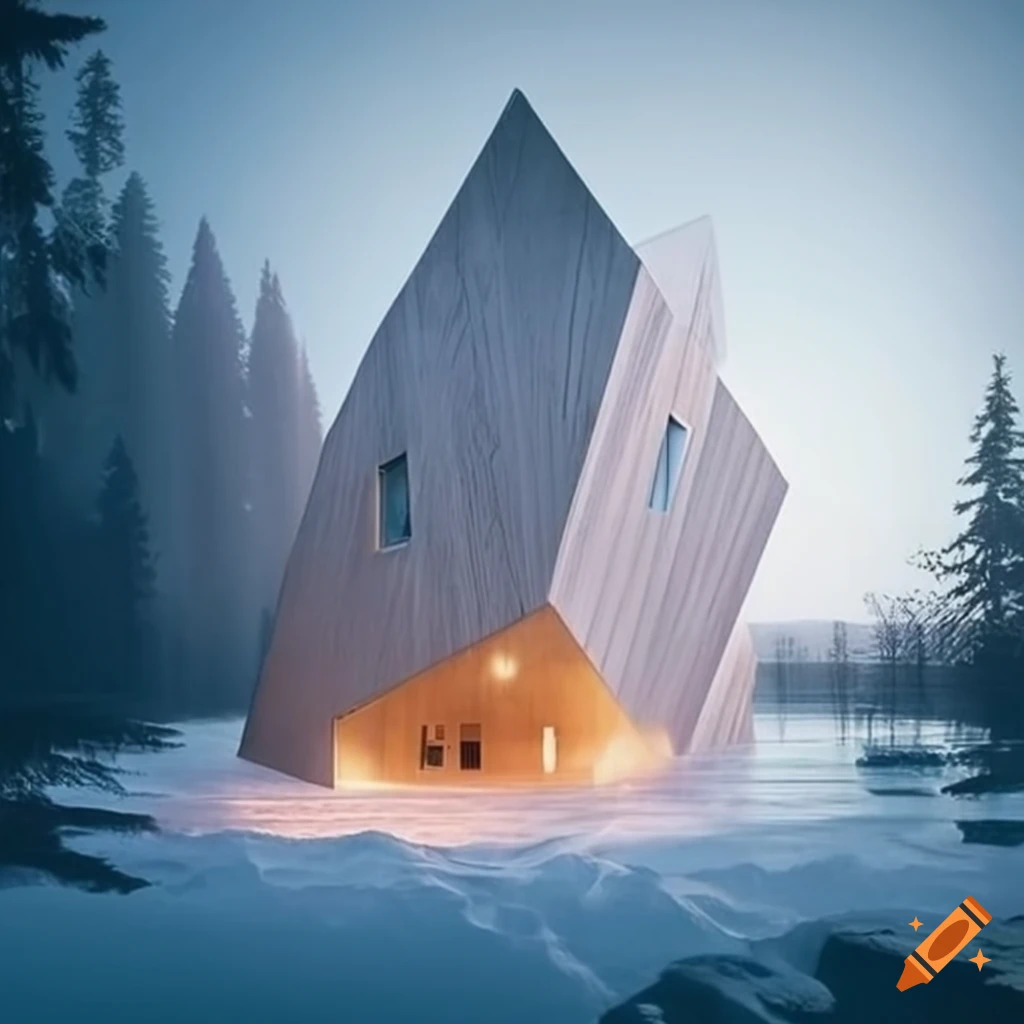 Contemporary curvilinear building in a swamp surrounded by islands on ...