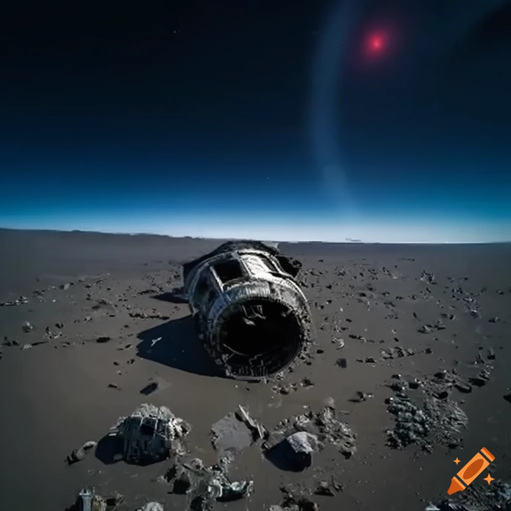 Abandoned spaceship in the desert on Craiyon