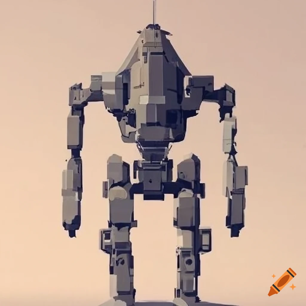 Isometric artwork of a 25 foot tall mech by edward ruscha on Craiyon